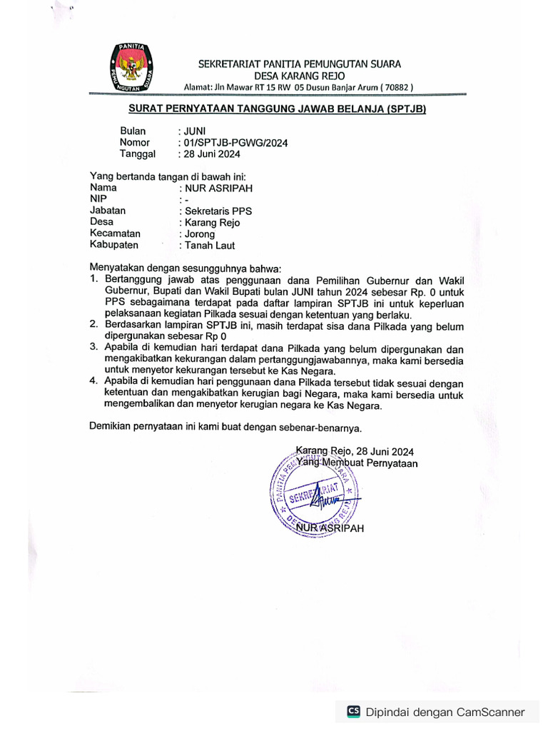 Contoh SPTJB Pps Pilkada | PDF