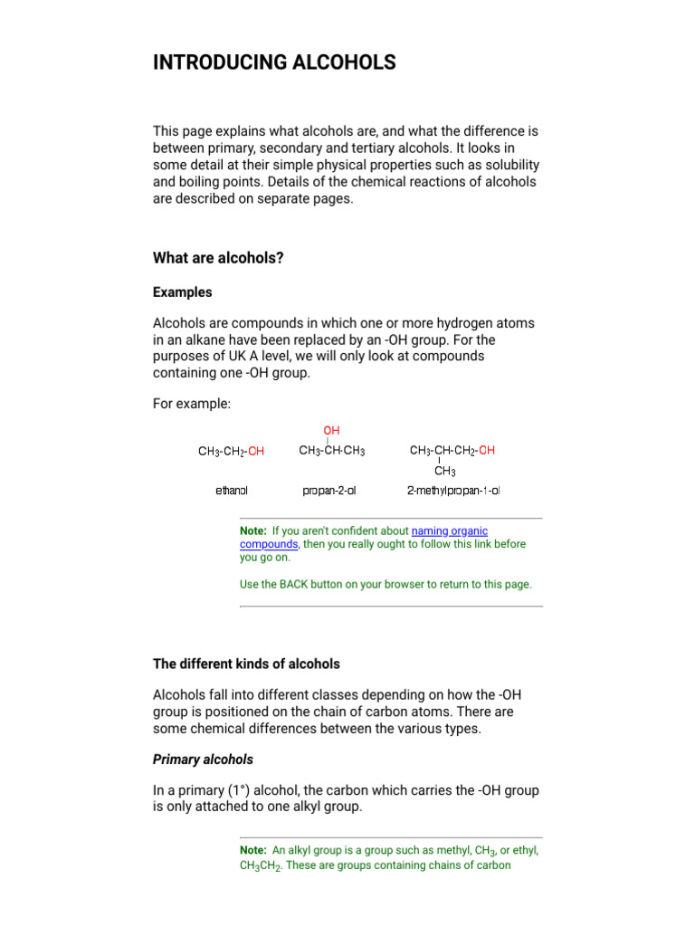 An Introduction To Alcohols | PDF