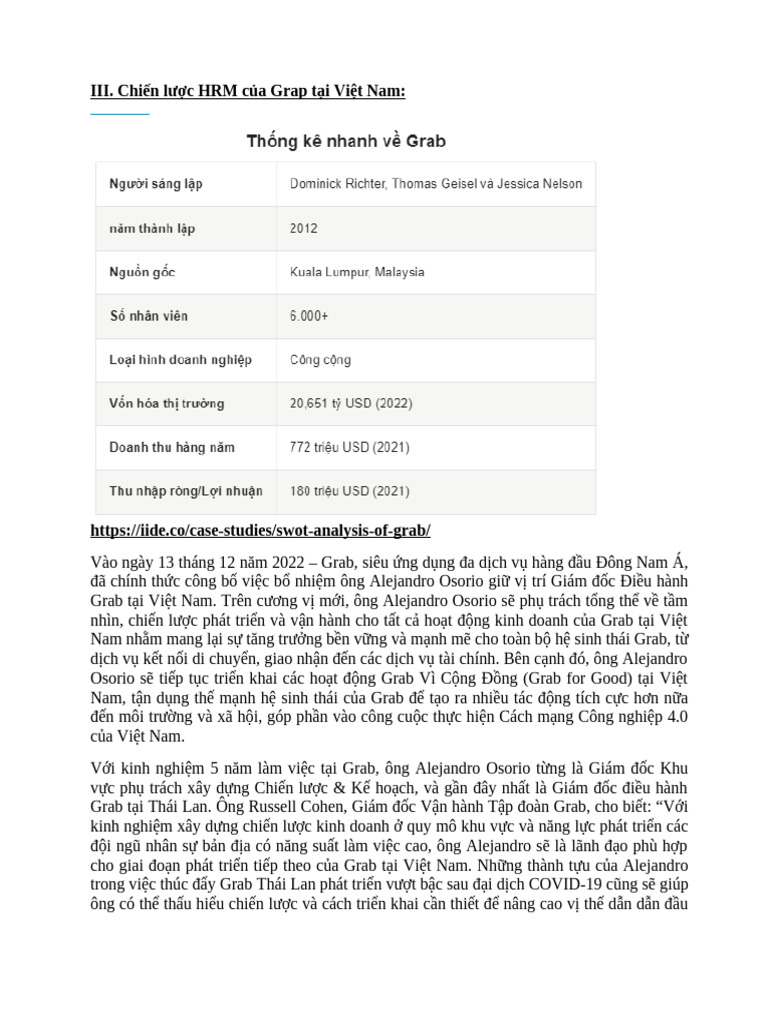 3A. Chiến lược HRM của Grap tại Việt Nam | PDF
