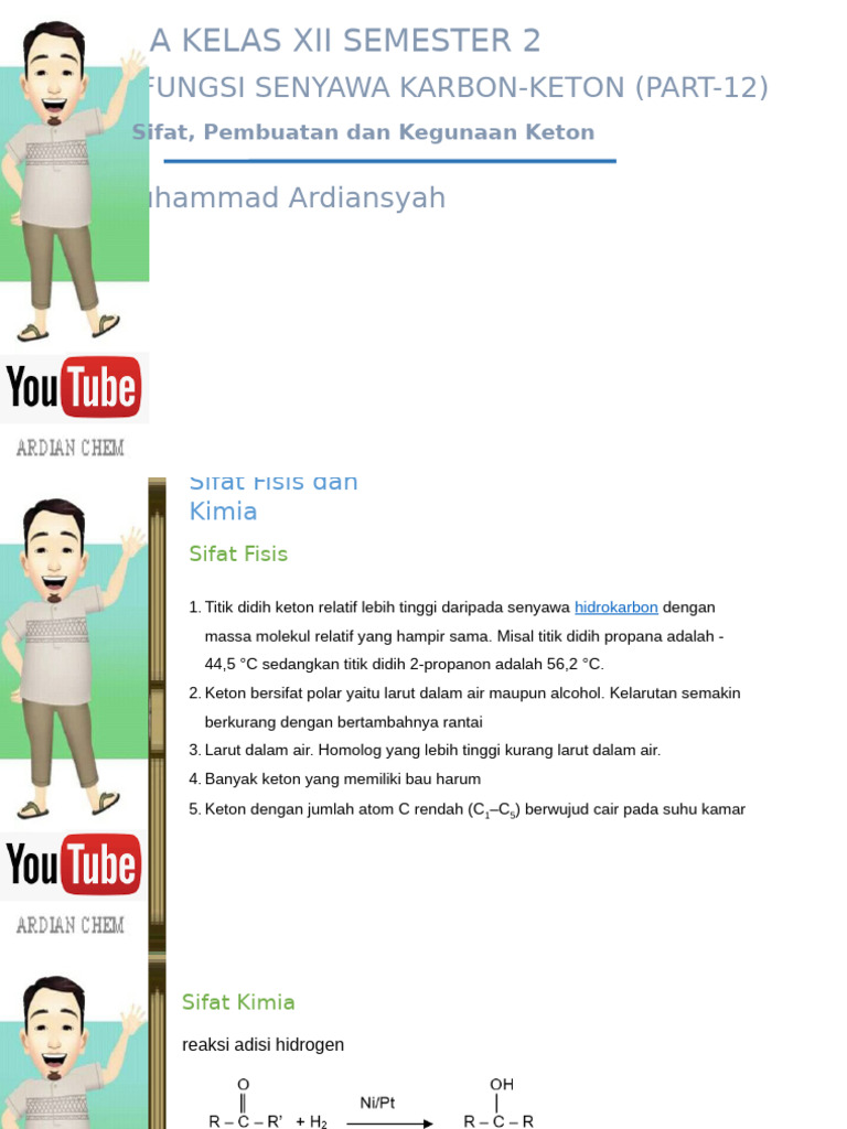 12 GUGUS FUNGSI SENYAWA KARBON KETON PART 12 Sifat, Pembuatan Dan | PDF
