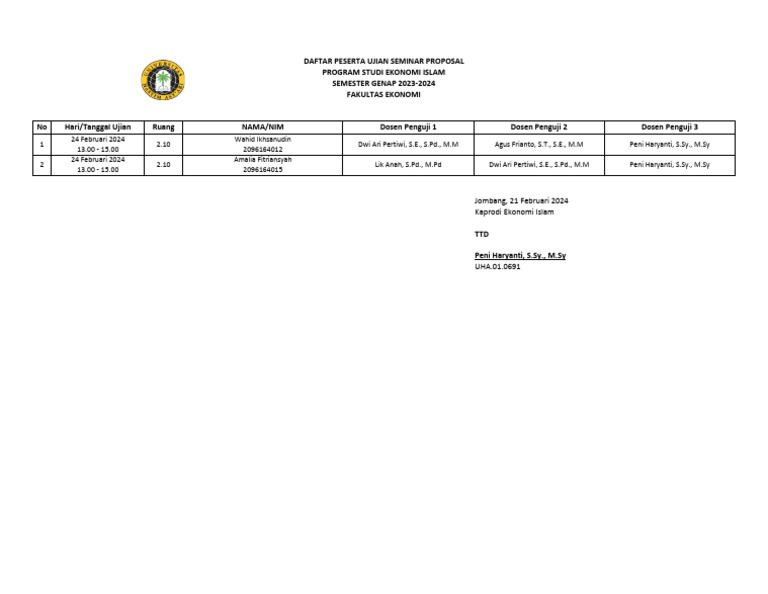 Jadwal - Sempro Ekis-2024 | PDF