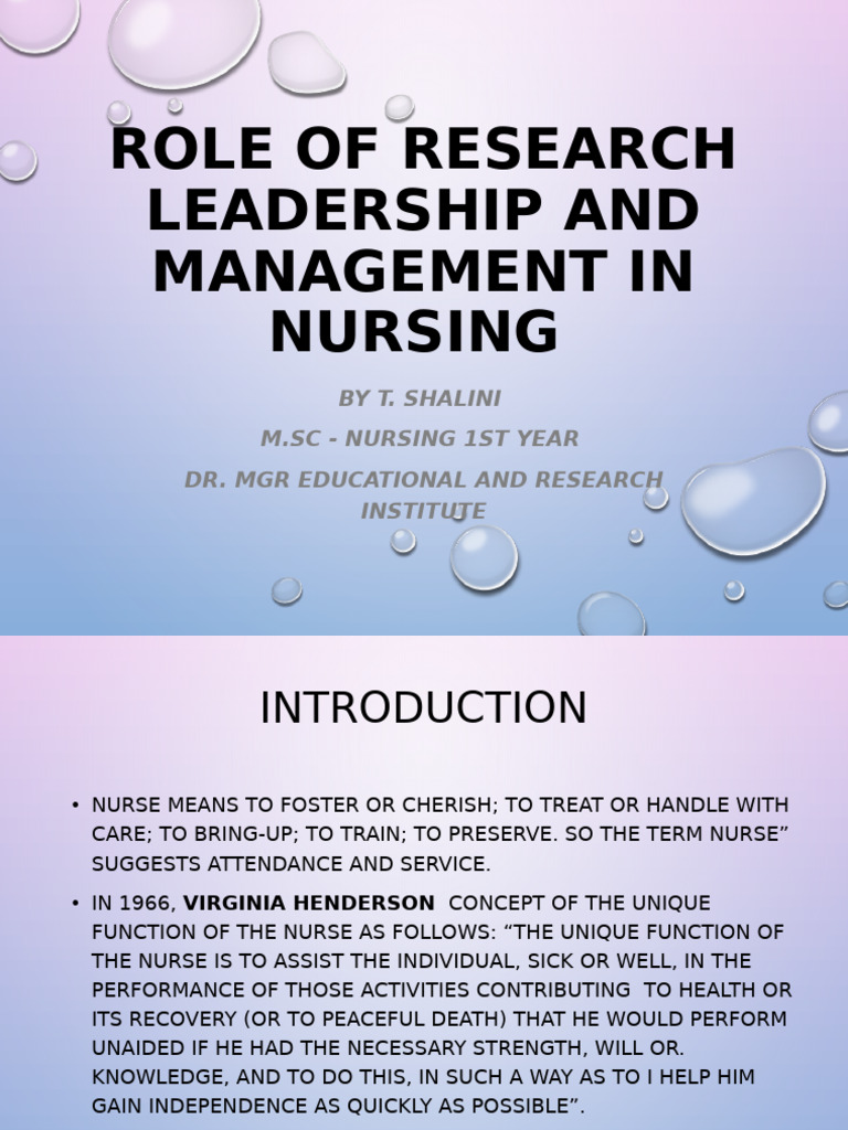 Nursing Research Leadership and Impact | PDF | Nursing | Leadership