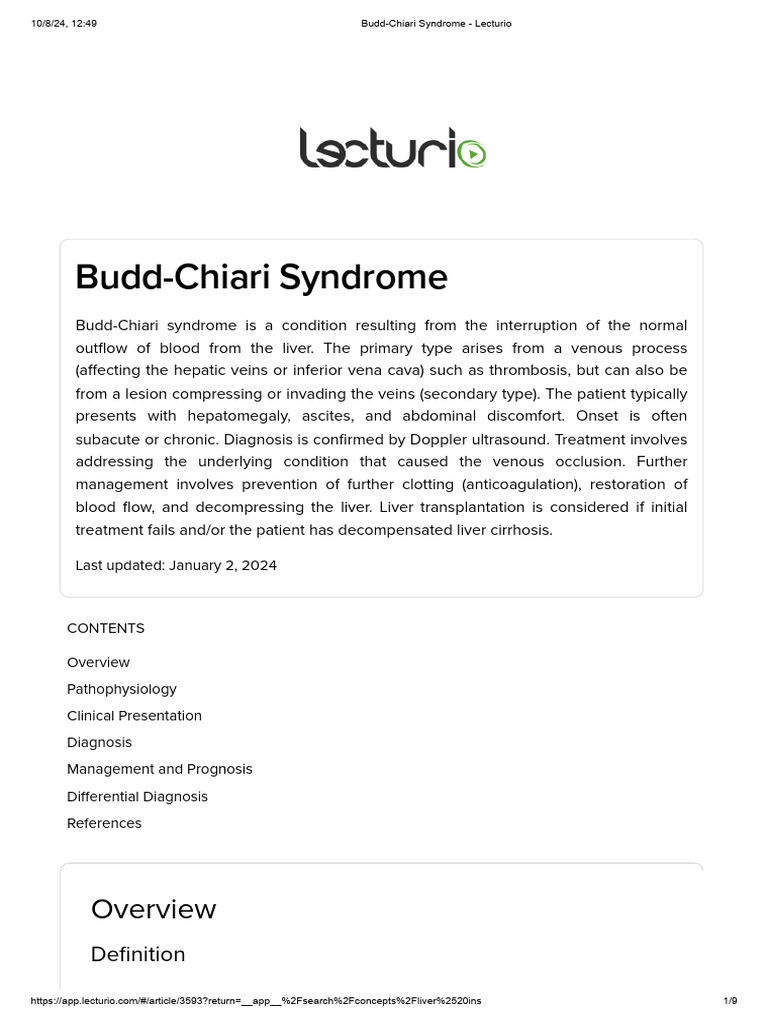 Budd-Chiari Syndrome | PDF | Liver | Vein