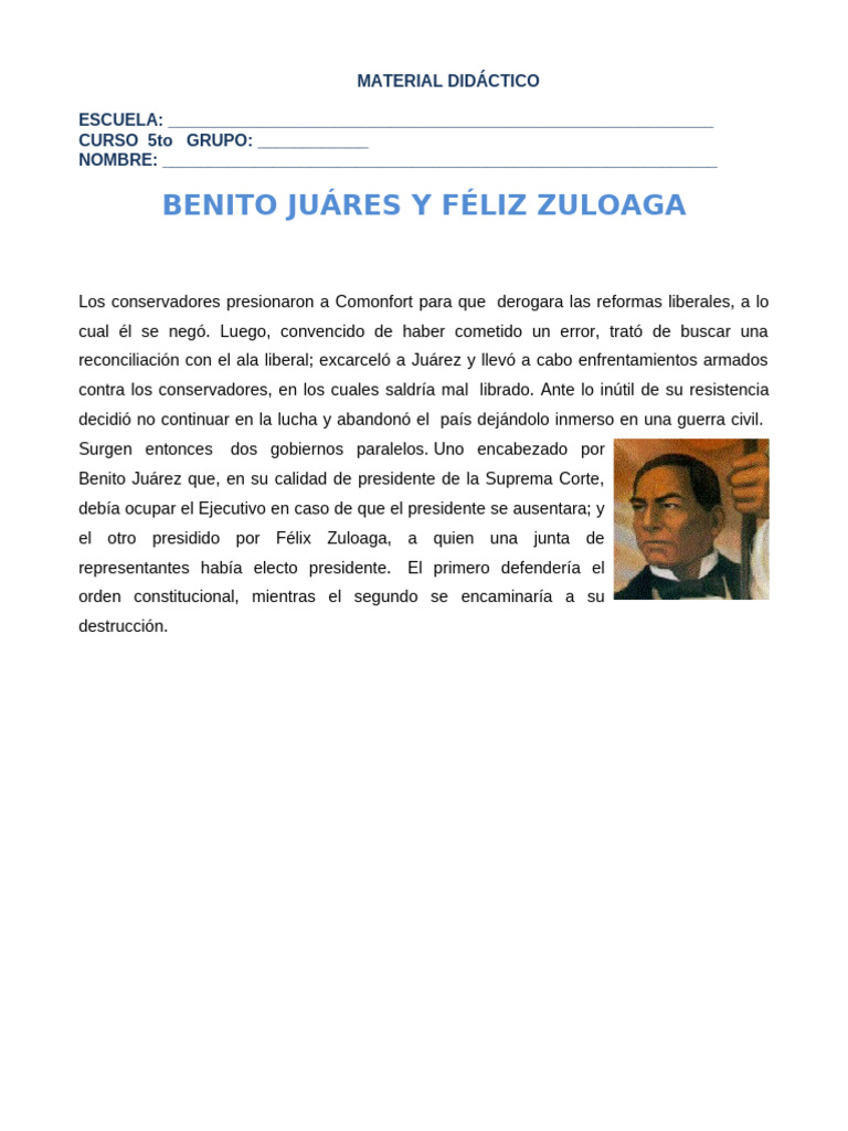 Benito Juárez y Félix Zuloaga | PDF