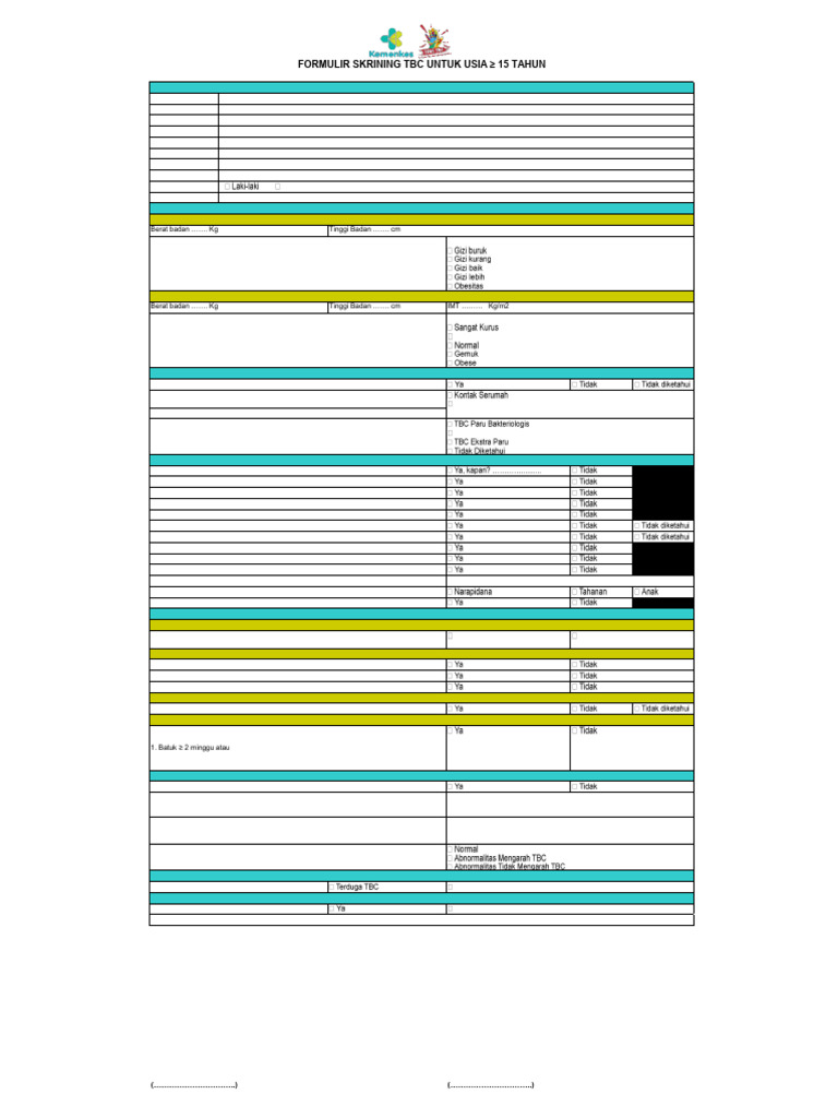 v2 - 070824 - Formulir Skrining TBC Lebih Dari Sama Dengan 15 Tahun | PDF
