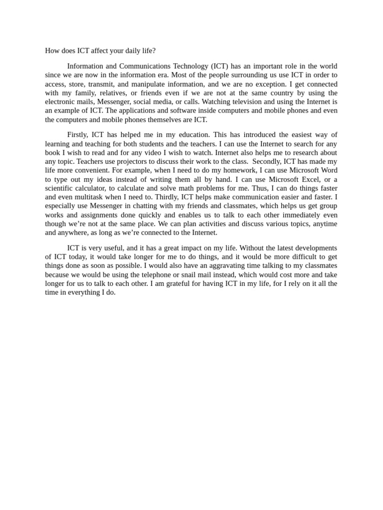 How Does ICT Affect Your Daily Life | PDF