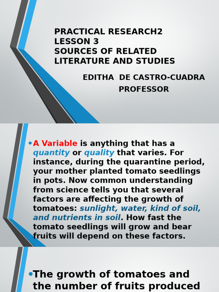 Pr2 Lesson 3 Sources of Related Literature and Studies | PDF | Level Of Measurement | Career ...