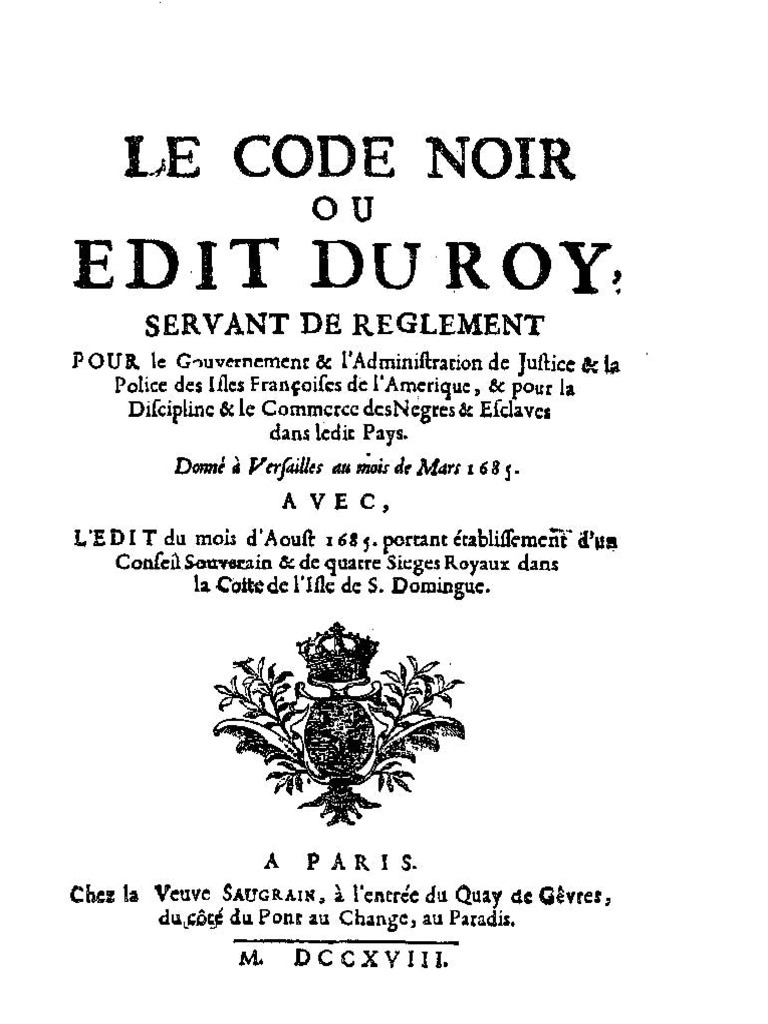 Le Code-Noir Livre Sur Esclavage PDF | PDF