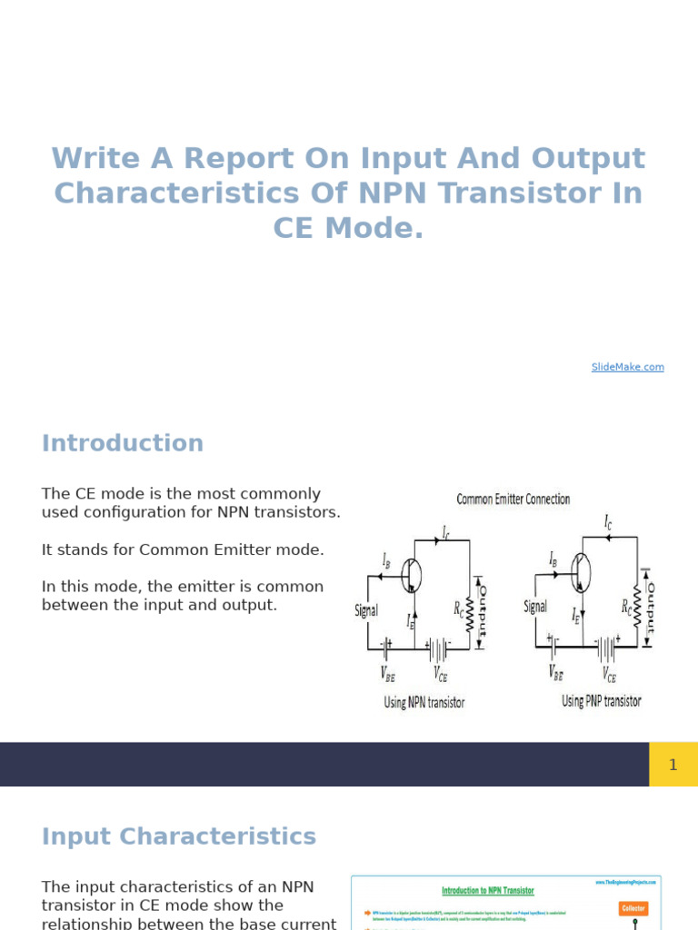 NPN Transistor Input/Output in CE Mode | PDF | Bipolar Junction ...