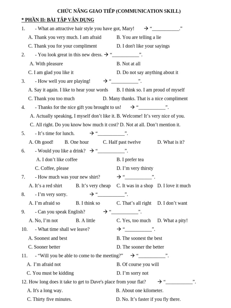 Lesson 11 Communication Skill Exercises | PDF