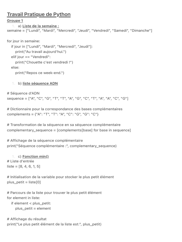Travail Pratique de Python | PDF