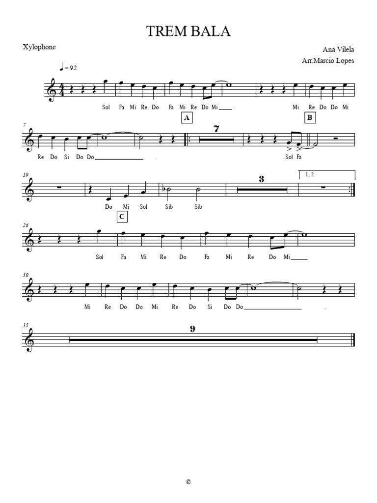 Trem Bala - Xylophone | PDF