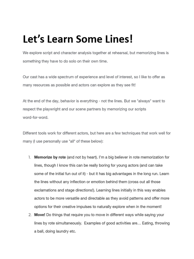 Line Memorization Tips | PDF
