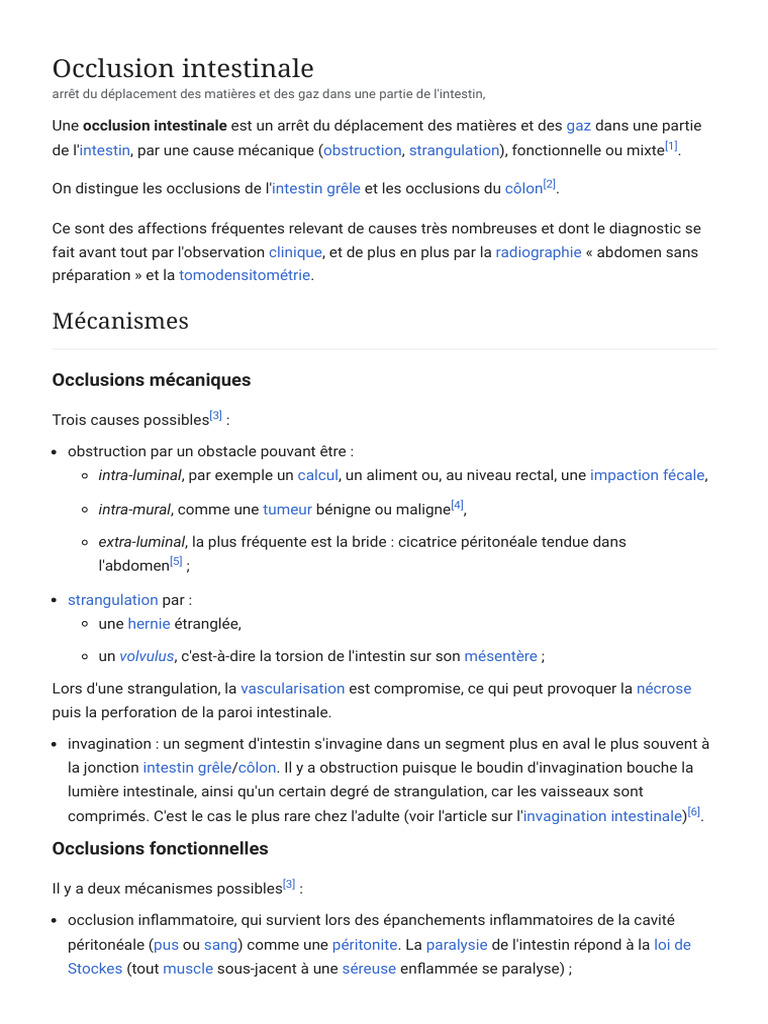 Occlusion intestinale : causes et traitements | PDF | Maladies et ...
