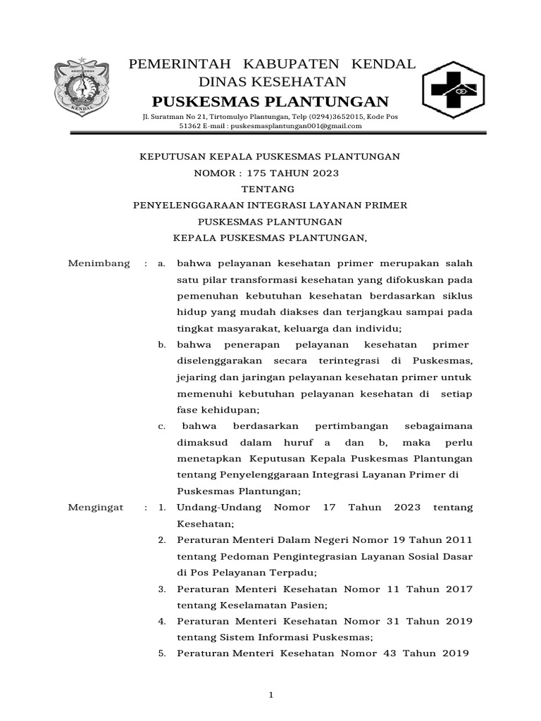 Integrasi Layanan Primer Puskesmas Plantungan | PDF