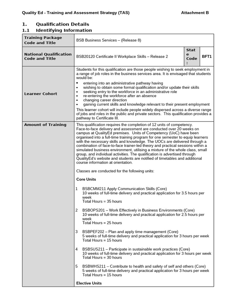 Qualification Delivery and Assessment Strategy 1 | PDF