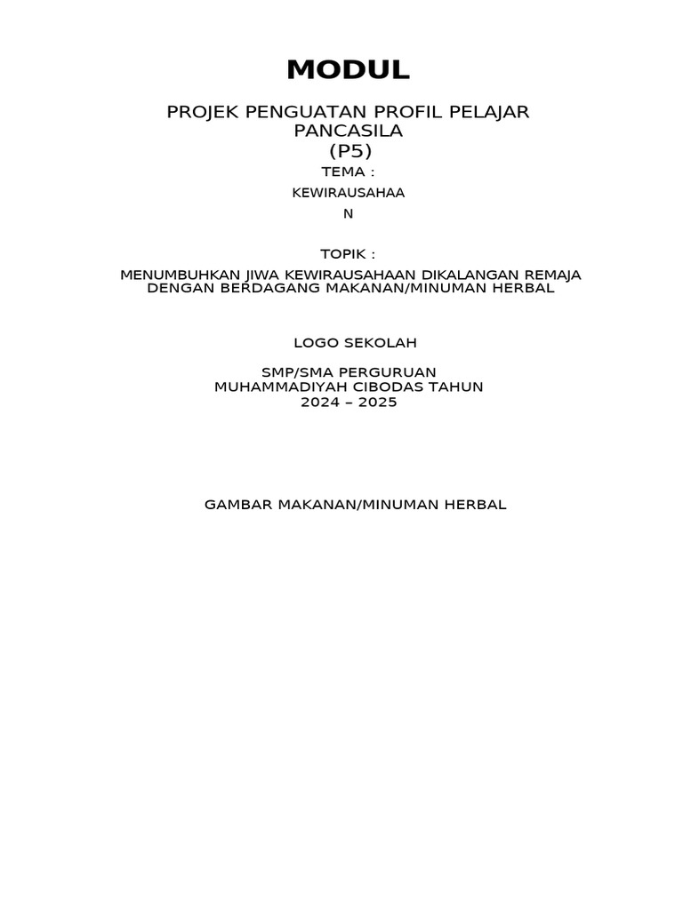 Modul Menumbuhkan Jiwa Kewirausahaan | PDF