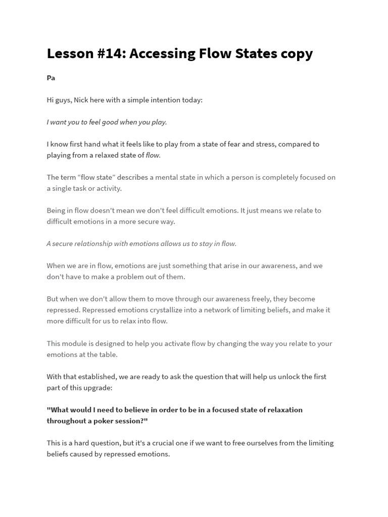 Lesson 14 Accessing Flow States copy | PDF