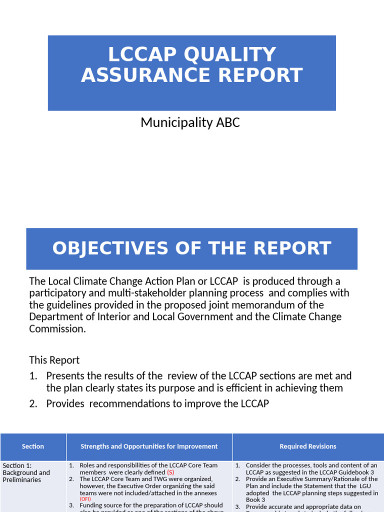 Sample LCCAP QA Report | PDF
