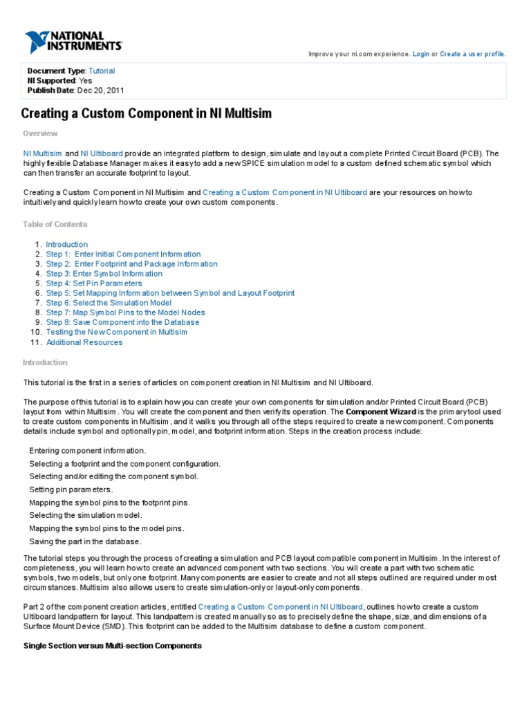 Creating A Custom Component in NI Multisim - Developer Zone - National Instruments | PDF ...