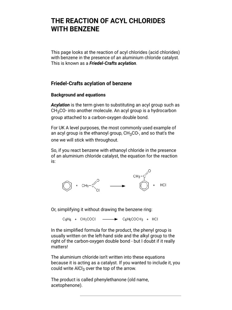 Friedel-Crafts Acylation of Benzene | PDF