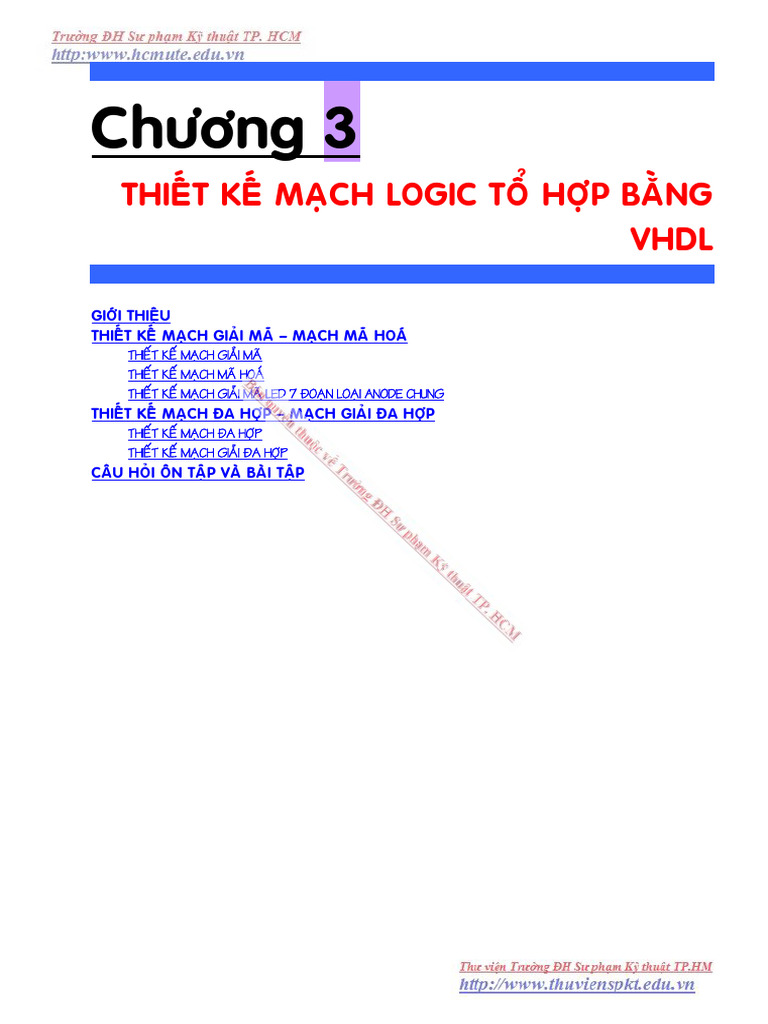 Giáo Trình Kỹ Thuật Pld & Asic - Chương 3 Thiết Kế Mạch Logic Tổ Hợp Bằng Vhdl - 398443 | PDF