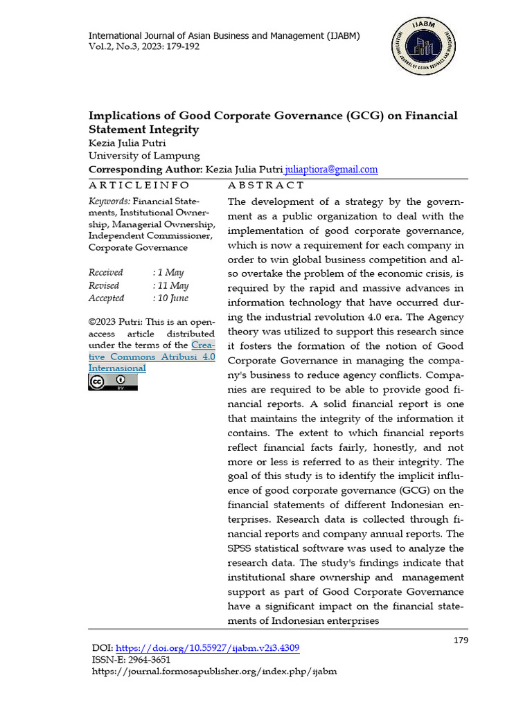CG Index and Integrity | PDF