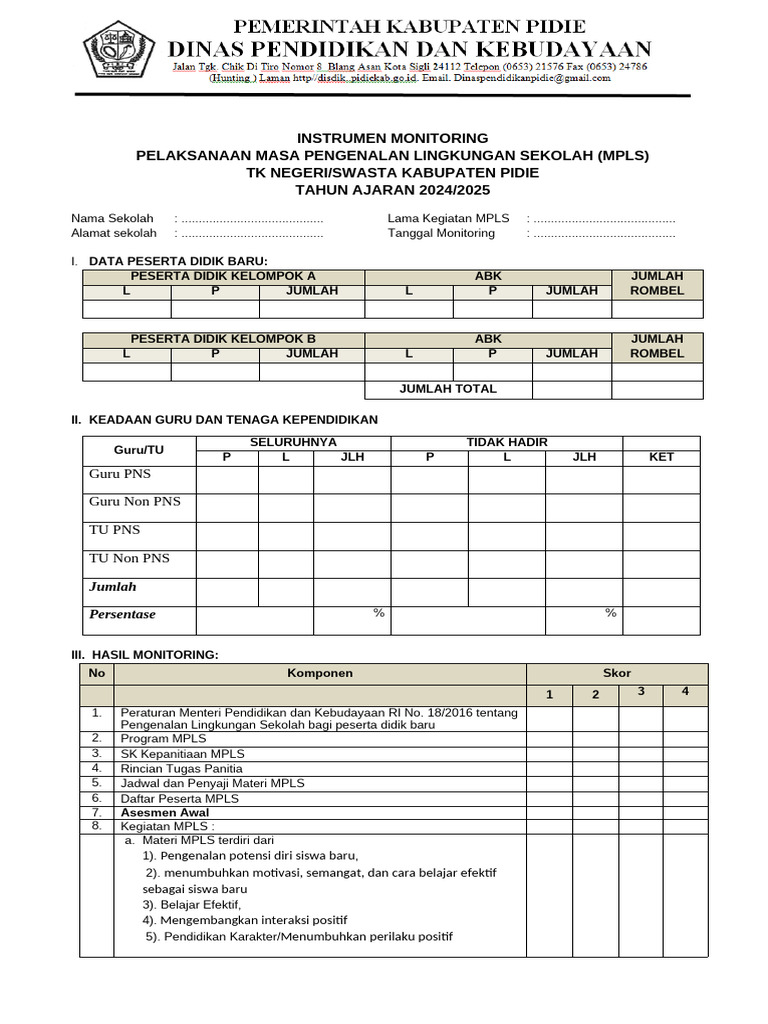 Instrumen Monitoring MPLS - TK - 2024 | PDF