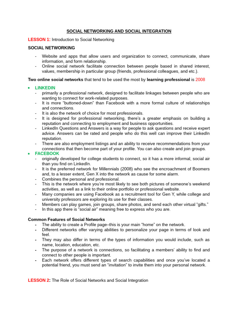 Social Networking and Integration Overview | PDF | Social Networking ...