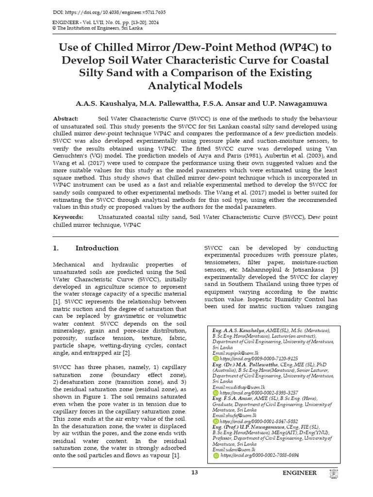 Use of Chilled Mirror Dew-Point Method WP4C To Dev | PDF