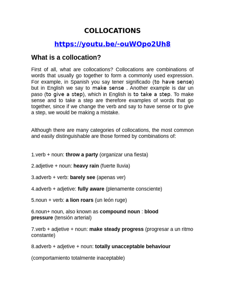 Collocations (Explanation) 1 | PDF