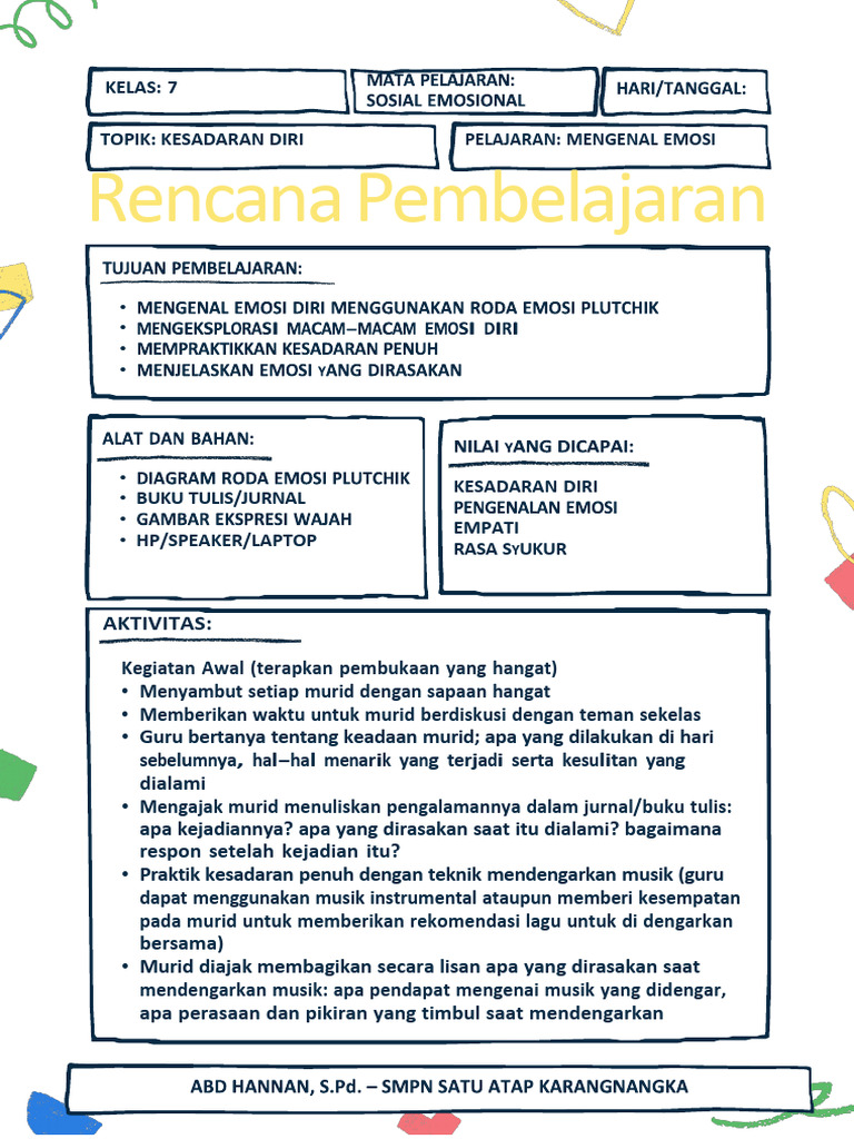 RPP PSE - Kesadaran Diri OK | PDF