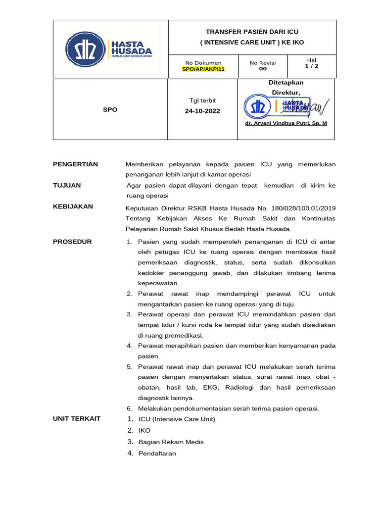 8 Transfer Pasien Dari Icu Ke Iko | PDF