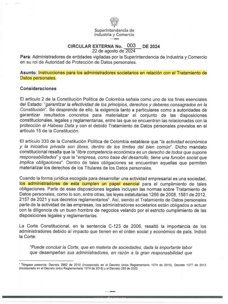 Circular 003 de 2024 SIC 1724912713 | PDF