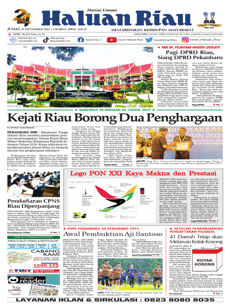 Haluan Riau Jumat 6 September 2024 | PDF