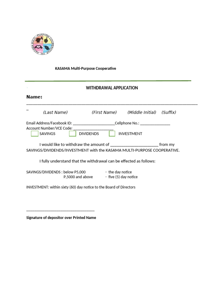 Withdrawal Application Form | PDF