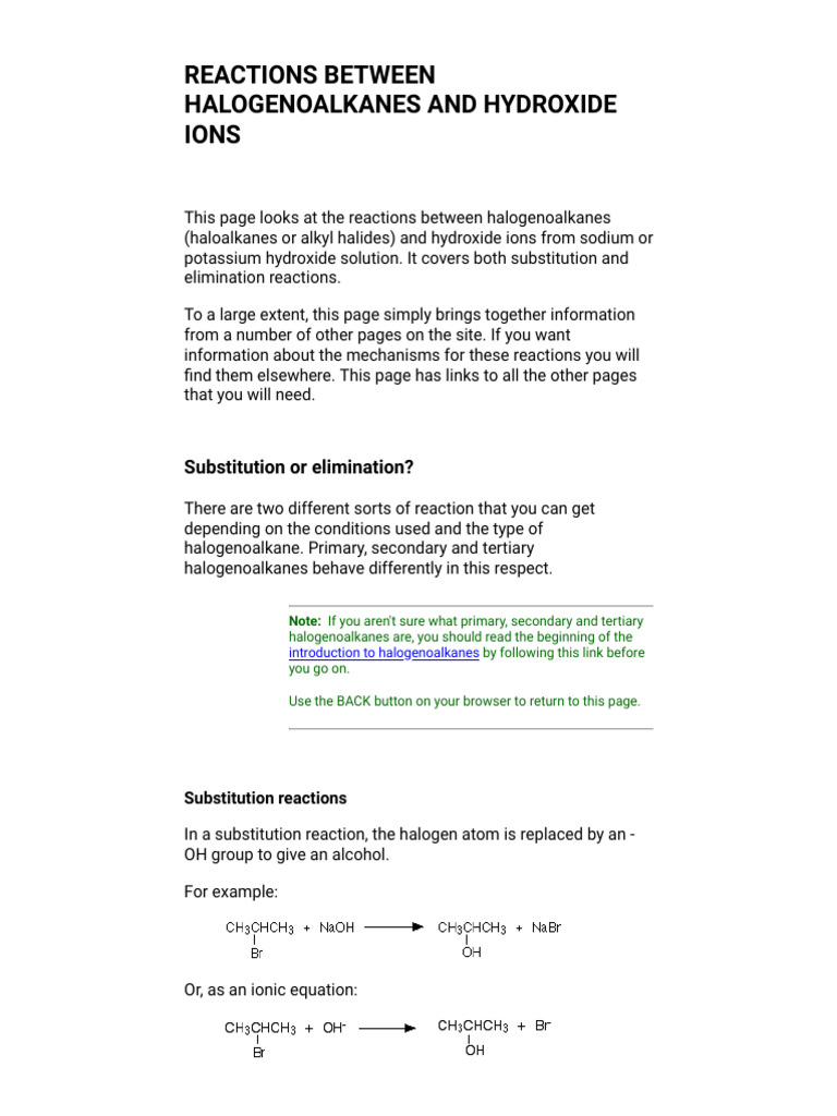 Making Halogenoalkanes (Haloalkanes) | PDF