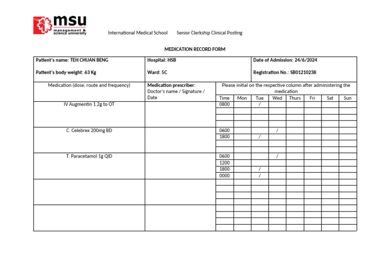 4. Medication Record Form | PDF