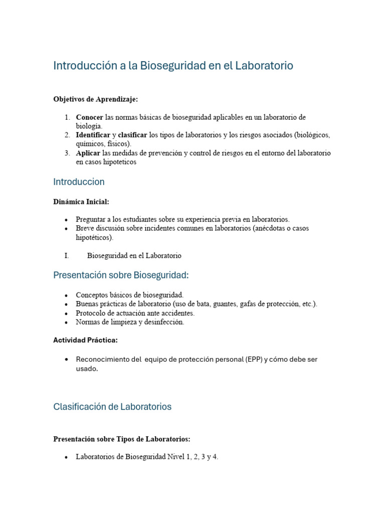 1 Introducción A La Bioseguridad en El Laboratorio | PDF