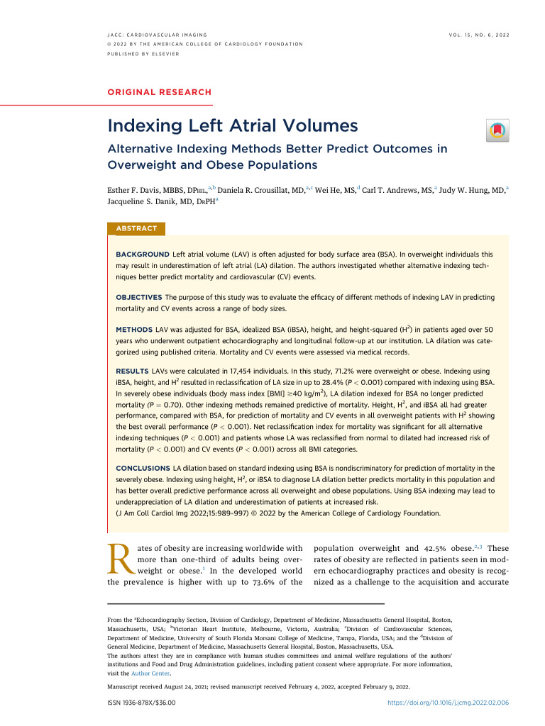 Indexing Left Atrial Volumes | PDF