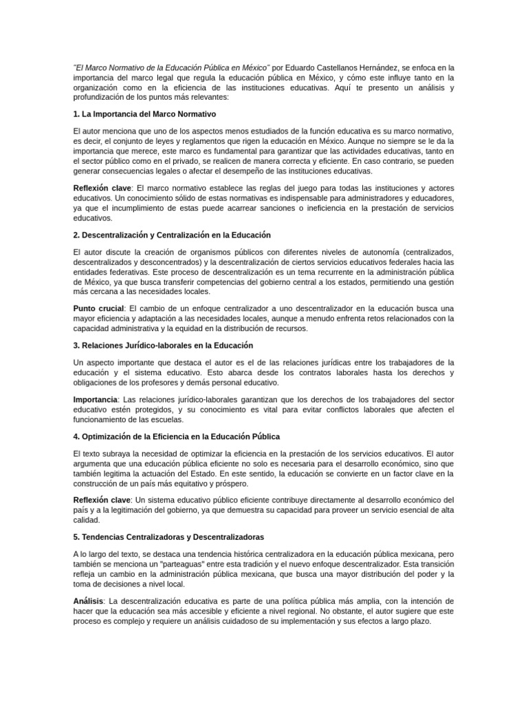 El Marco Normativo de La Educación Pública en México | PDF