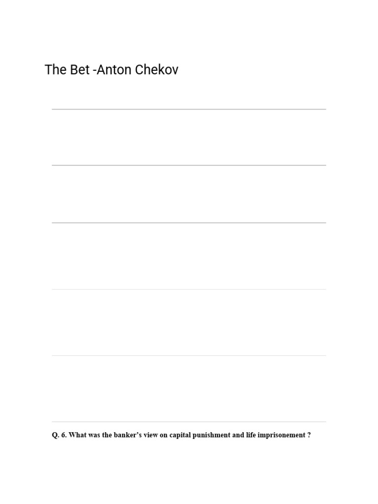 The Bet - Anton Chekov | PDF