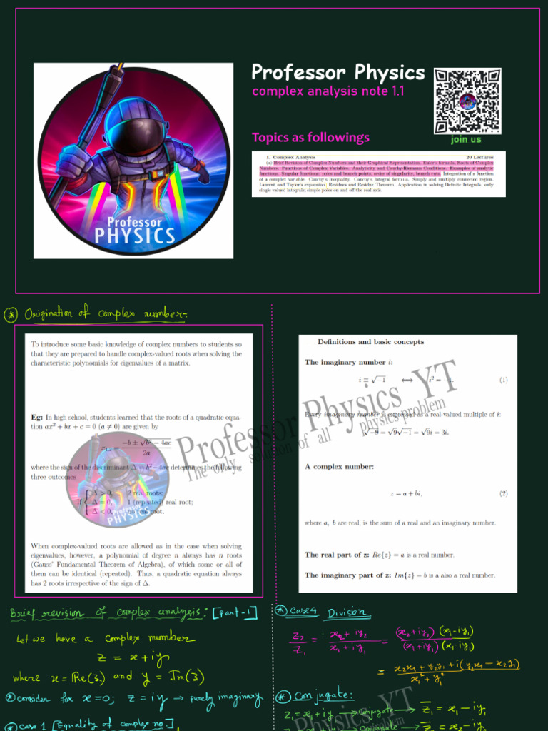 1.1 Complex Analysis Basic Note by Professor Physics | PDF
