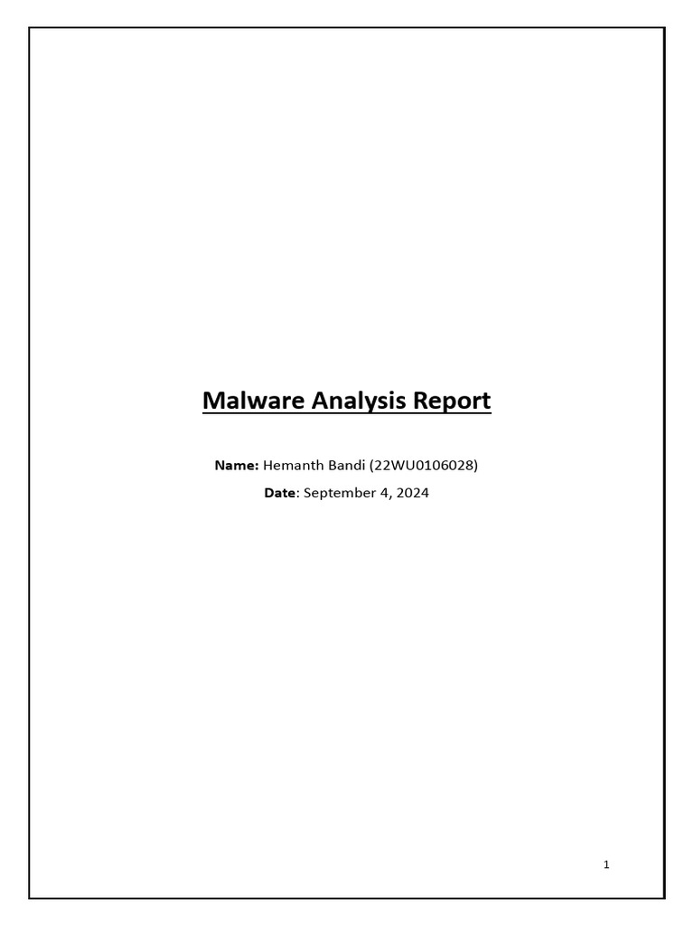 Malware Analysis Security Audit Final Report | PDF