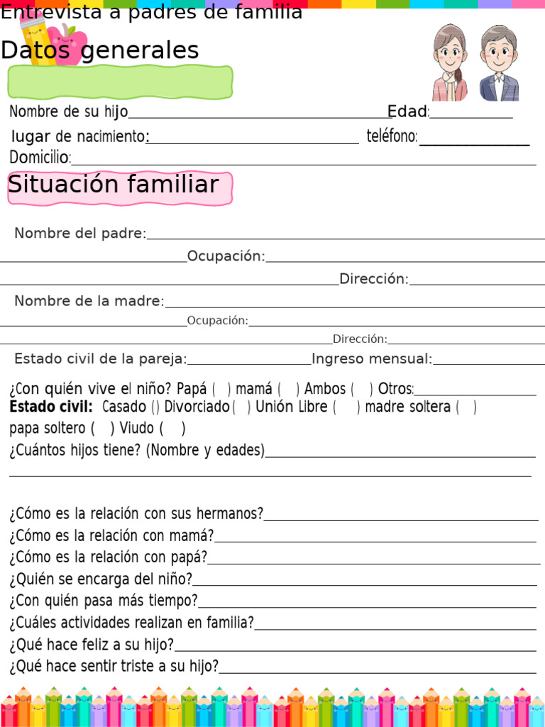 Entrevista Padre de Familia Ciclo Escolar 2023-2024 | PDF