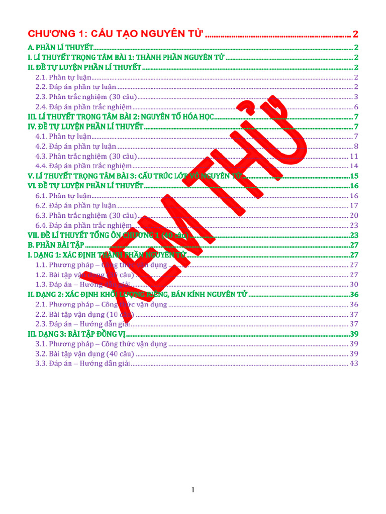 Chuong 1 Cau Tao Nguyen Tu | PDF