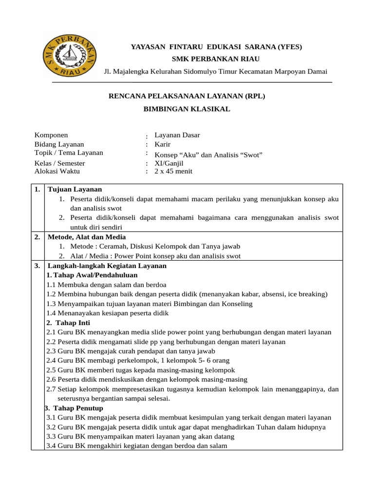 Xi - Konsep Aku Dan Analisis Swot | PDF