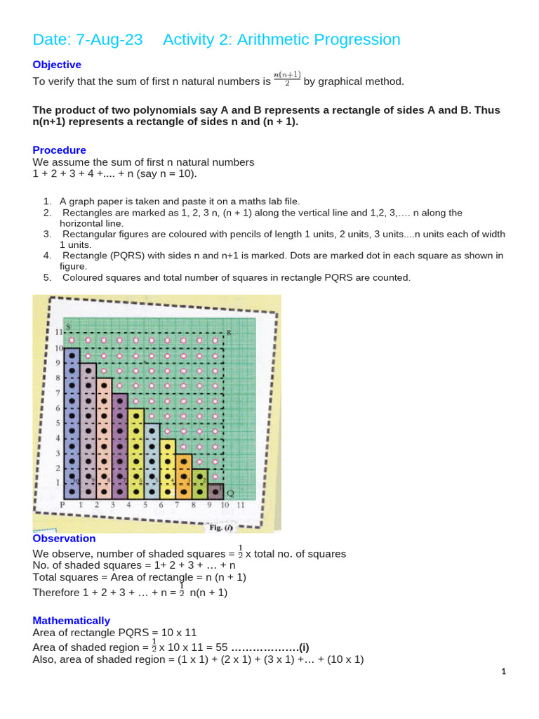 Activity 2-Arithmetic Progression II For Students | PDF