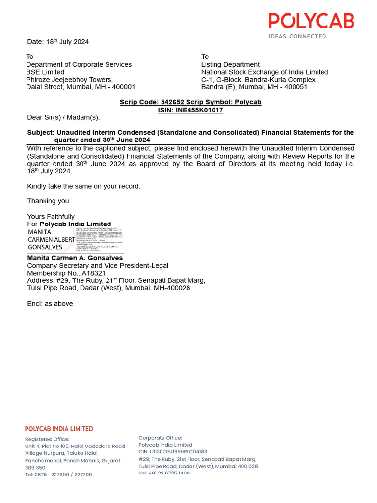 Condensed Financial Statements 2024 | PDF