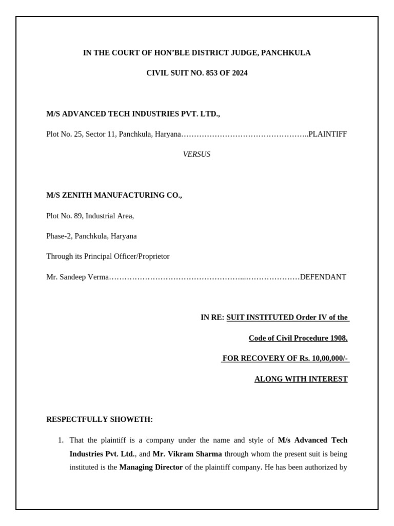 Recovery of Money Suit.DPC | PDF